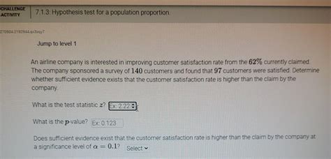 Solved Challenge Activity 7 1 3 Hypothesis Test For A