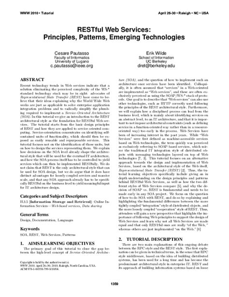 Pdf Restful Web Services Principles Patterns Emerging Technologies