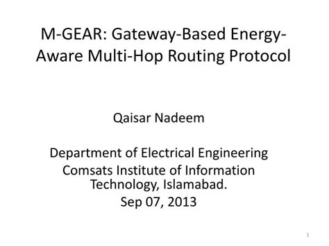 Ppt M Gear Gateway Based Energy Aware Multi Hop Routing Protocol Powerpoint Presentation Id