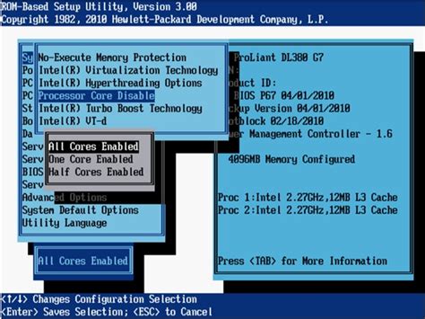 DL G Disable Cores In BIOS Hewlett Packard Enterprise Community