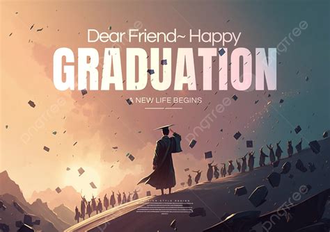 만화 학생 의사 모자 졸업식 포스터 템플릿 Psd 다운로드 디자인 자료 다운로드