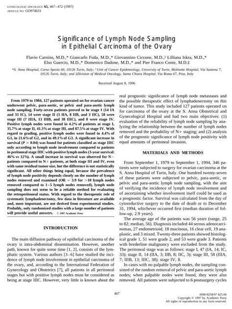 pdf significance of lymph node sampling in epithelial carcinoma of