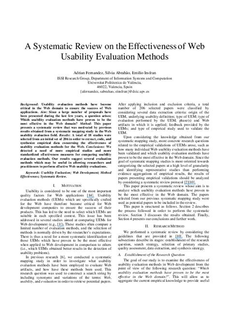 Pdf A Systematic Review On The Effectiveness Of Web Usability