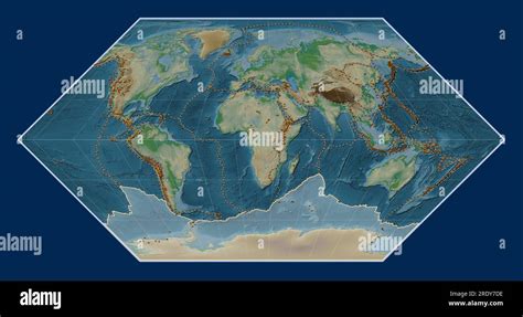 Antarctica Tectonic Plate On The Physical Elevation Map In The Eckert I Projection Centered