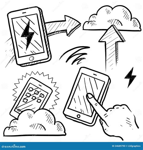 Cloud Computing Sketch Stock Vector Illustration Of Servers 24689790