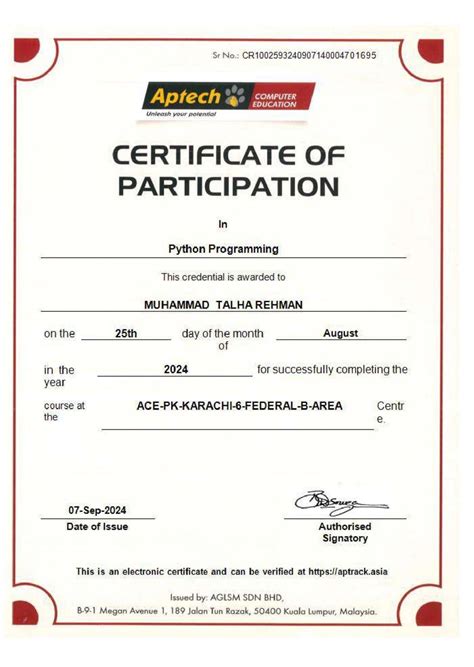 Graduated With Python Programming Certification Muhammad Talha Rehman Posted On The Topic