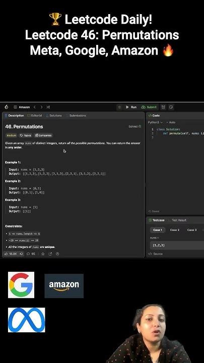 🏆 leetcode daily leetcode 46 permutations in python meta