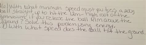 solved a with what minimum speed must you toss a 200g