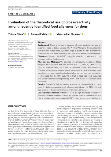Pdf Evaluation Of The Theoretical Risk Of Cross‐reactivity Among Recently Identified Food