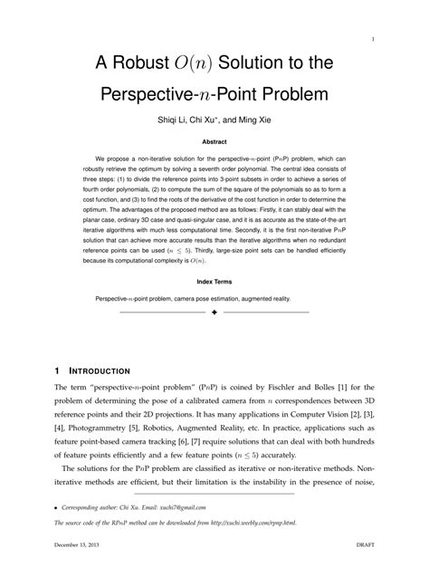 pdf a robust o n solution to the perspective n point problem