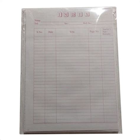 classmate blank index page
