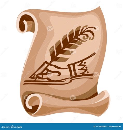 A Scroll Of Sheet Of Old Paper With The Image Of The Manuscript Vector Illustration Stock