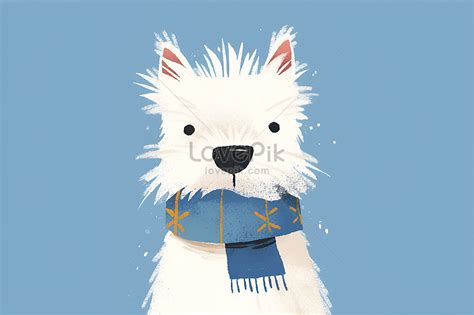 스카프를 두른 개 일러스트 무료 다운로드 Lovepik