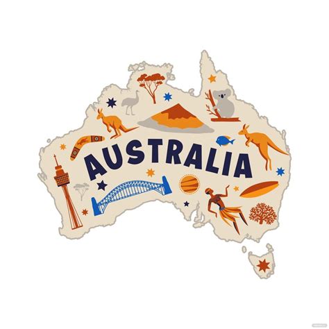 Stylized Australia Map Vector In Illustrator Svg  Eps Png Download