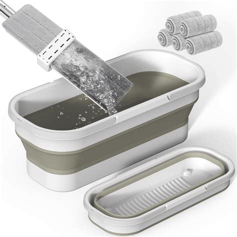 Gped Collapsible Mop Bucket With Handle And Wheels Flat Mop Buckets