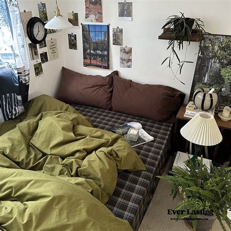 Dark Plaid Goblin Bedding Set Green Comforter Bedroom Room