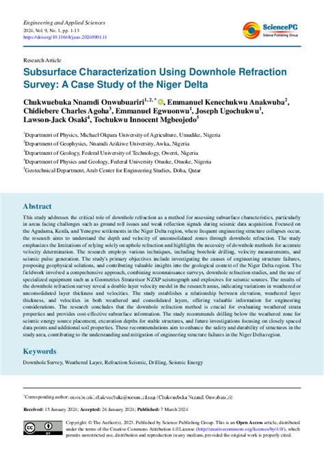 Pdf Subsurface Characterization Using Downhole Refraction Survey A