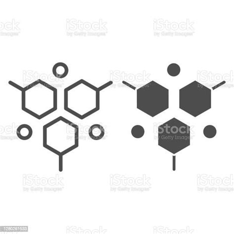 분자 구조 라인과 단단한 아이콘 의료 테스트 개념 흰색 배경에 Dna 테스트 기호 모바일 개념 및 웹 디자인을위한 윤곽 스타일의