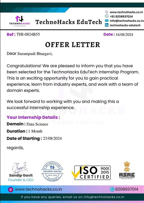 Bhargavi Surampudi On Linkedin Datascience Internship