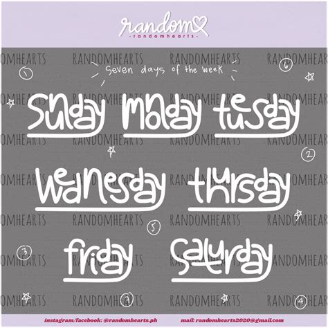 Handwritten Days Of The Week Blackandwhite Webudding