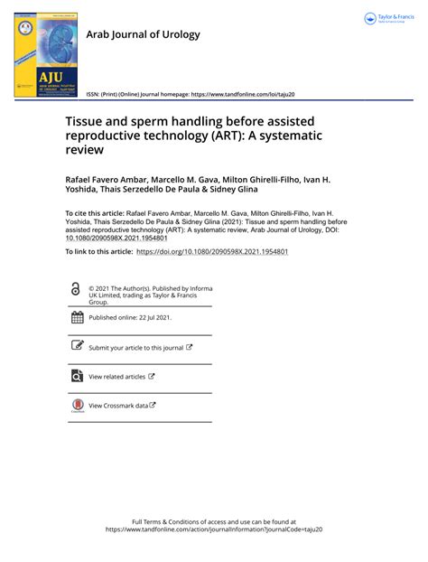 PDF Tissue And Sperm Handling Before Assisted Reproductive Technology ART A Systematic Review