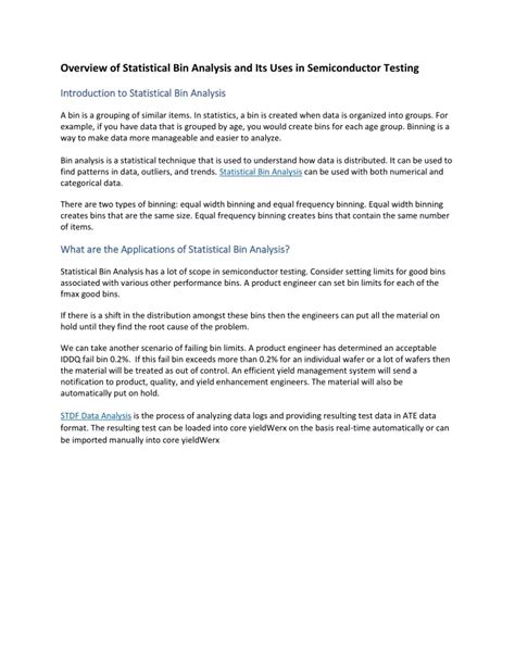 PPT Overview Of Statistical Bin Analysis And Its Uses In Semiconductor Testing PowerPoint