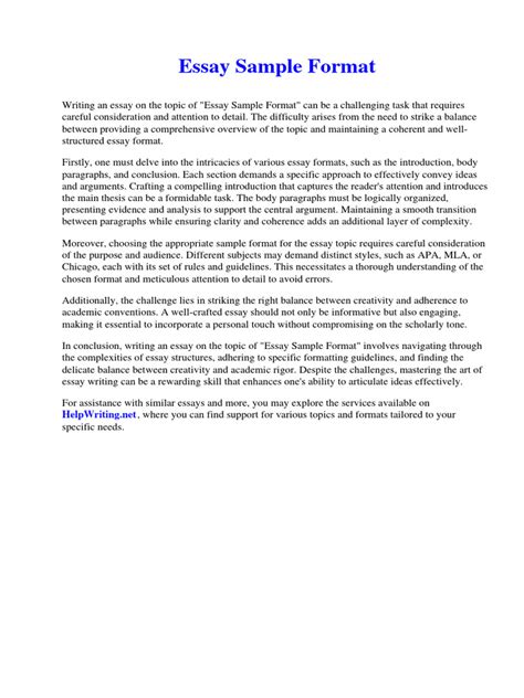 Essay Sample Format Pdf