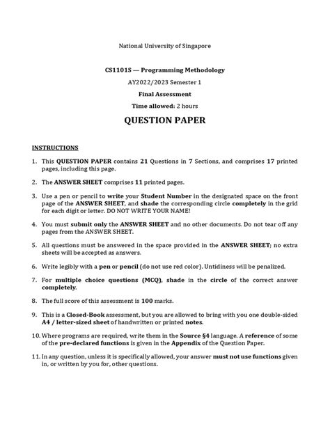 cs1101s 2223s1 final question paper pdf computer programming