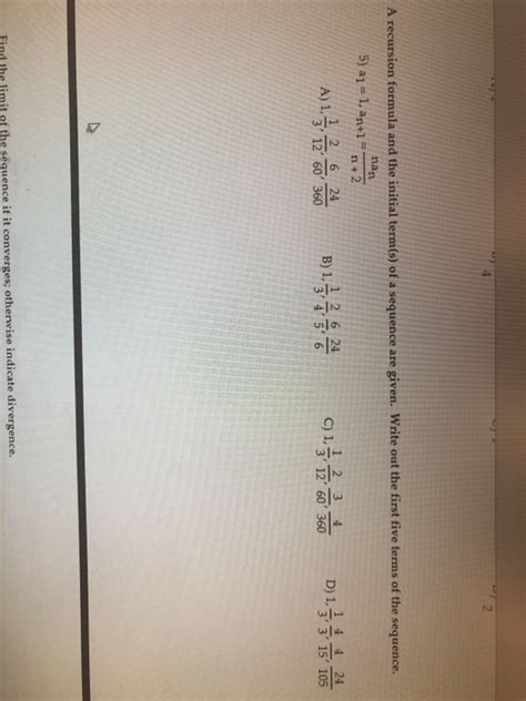 Solved A Recursion Formula And The Initial Term S Of A