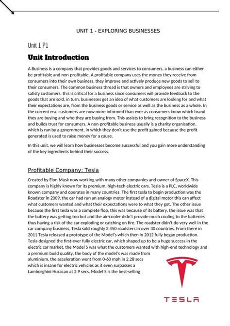 New Unit 1 Exploring Business Whole Assignment Distinction