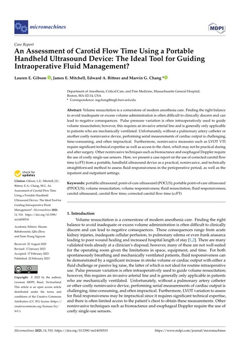 Pdf An Assessment Of Carotid Flow Time Using A Portable Handheld Ultrasound Device The Ideal