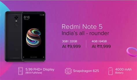 Redmi Note Black Blue Gold Rose Gold Gb Gb General Features And Performance