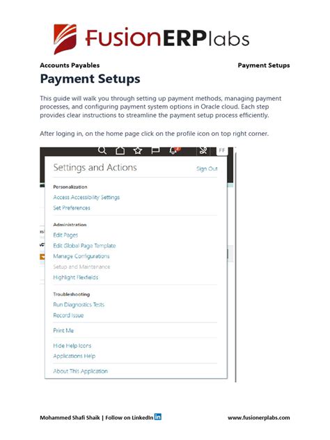 Oracle Fusion Payment Setups Pdf Accounts Payable Payments