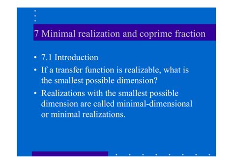 Minimal Realization And Coprime Fraction Presentation
