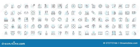 Biotechnology Vector Line Icons Set Biotech Genetics Bioengineering Genomics Recombinant