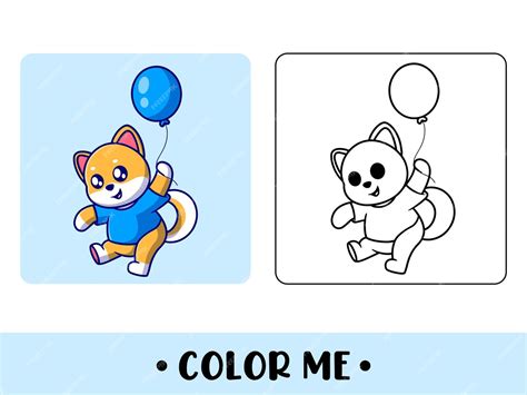 아이들을 위한 벡터 색칠하기 책 또는 페이지 귀여운 강아지 흑백 그림 프리미엄 벡터