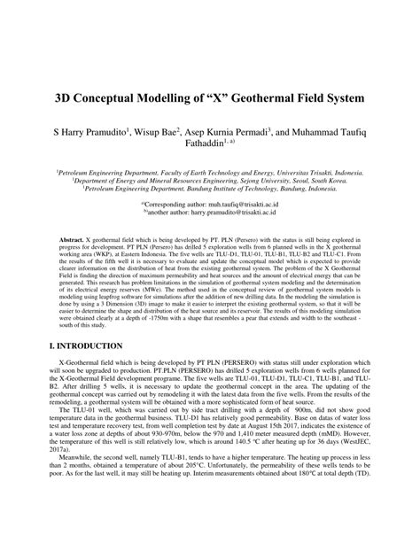 Pdf 3d Conceptual Modeling Of X” Geothermal Field System