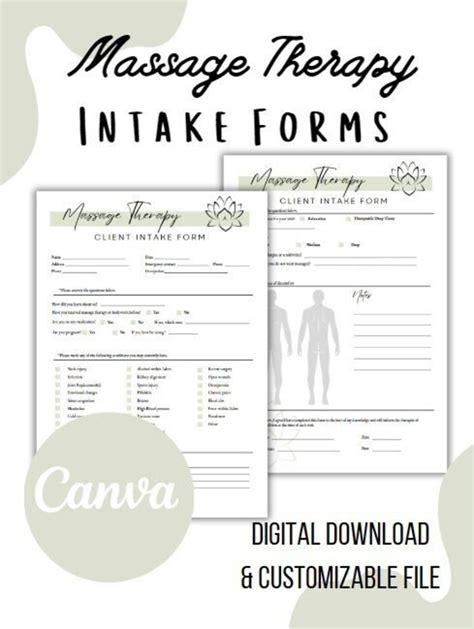 Massage Therapy Intake Form Massage Therapy Consent Form Canva