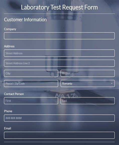 Laboratory Test Request Form Template 123formbuilder