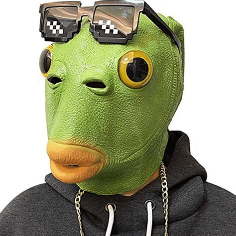 Fish Head Mask Efinny Green Head Silicone Fish Head Halloween Costume