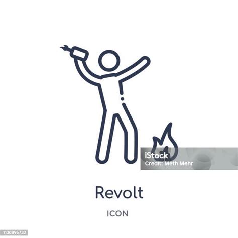 육군 및 전쟁 개요 컬렉션에서 선형 봉기 아이콘입니다 얇은 라인 봉기 흰색 배경에 고립 벡터입니다 반란 유행 그림 Revolution에 대한 스톡 벡터 아트 및 기타 이미지