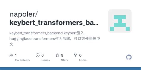 Github Napolerkeyberttransformersbackend Keyberttransformers