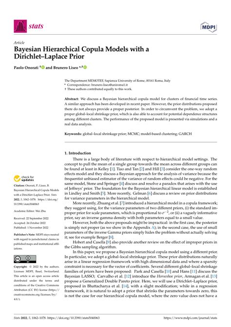 Pdf Bayesian Hierarchical Copula Models With A Dirichletlaplace Prior