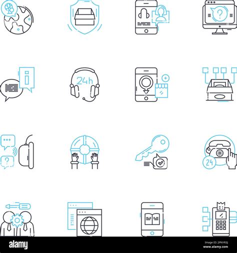 Member Help Linear Icons Set Assistance Support Guidance Helpdesk
