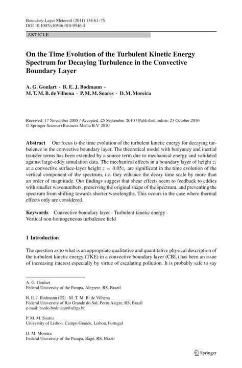 Pdf On The Time Evolution Of The Turbulent Kinetic Energy Spectrum