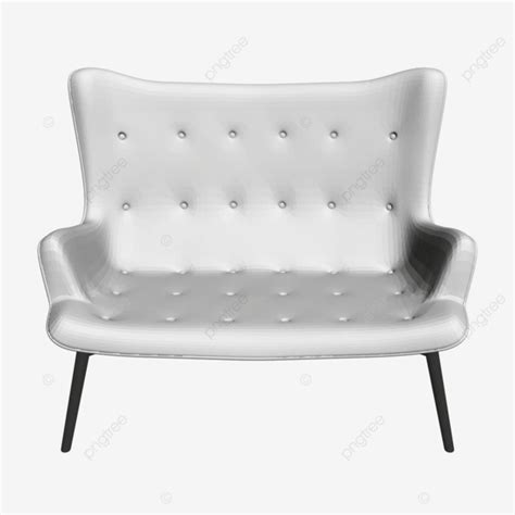 Realistic White Sofa Front View 3d Vector Element Classic Decorative