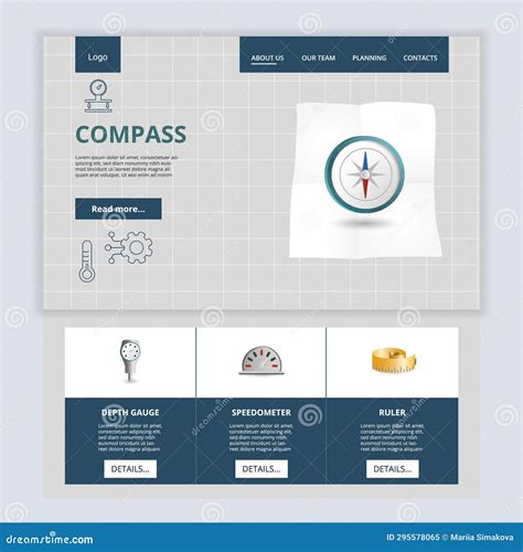 compass flat landing page website template depth gauge speedometer