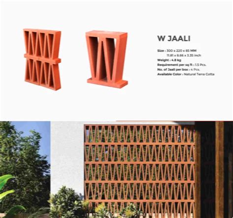 Natural Red Terracotta W Jaali Thickness 85 Mm Size 11 81x8 66 Inch