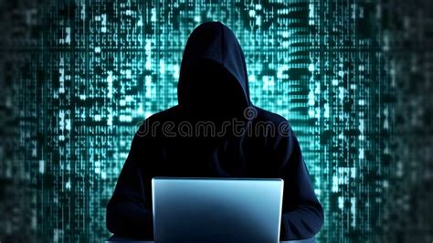 anonymous hacker with laptop concept of dark web hacking