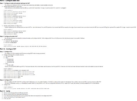 solved step 1 configure inside and outside interfaces for